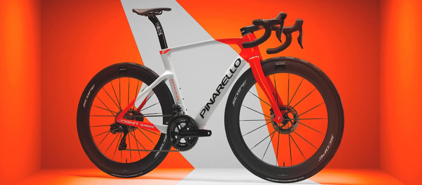 Le vélo Pinarello 2026 d’INEOS Grenadiers avec des roues Scope